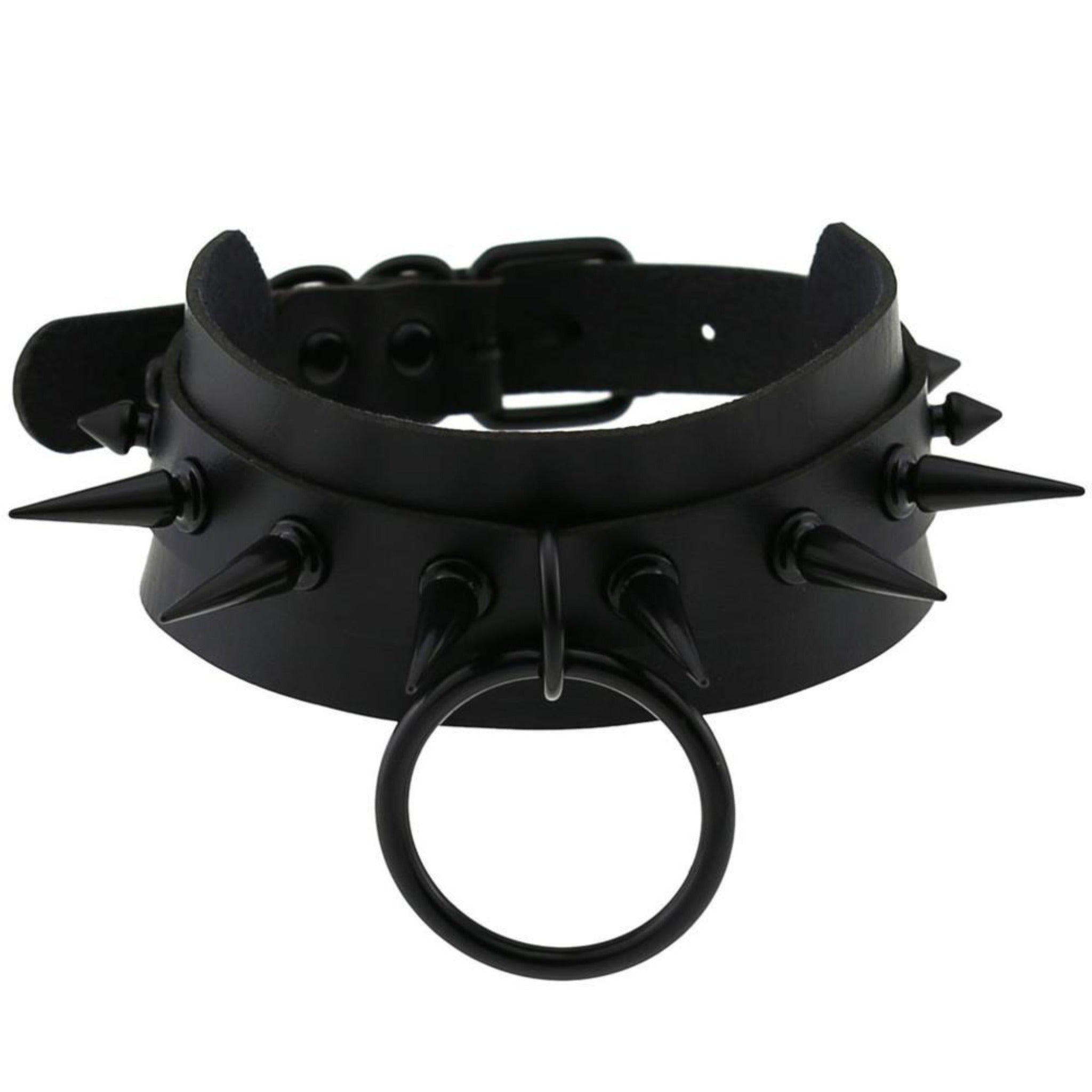 Matte Spiked O-Ring Collar – Gothic Mania